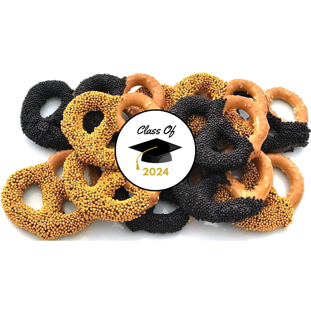 Graduation Chocolate Covered Jumbo Pretzels – Yummalicious Chocolates