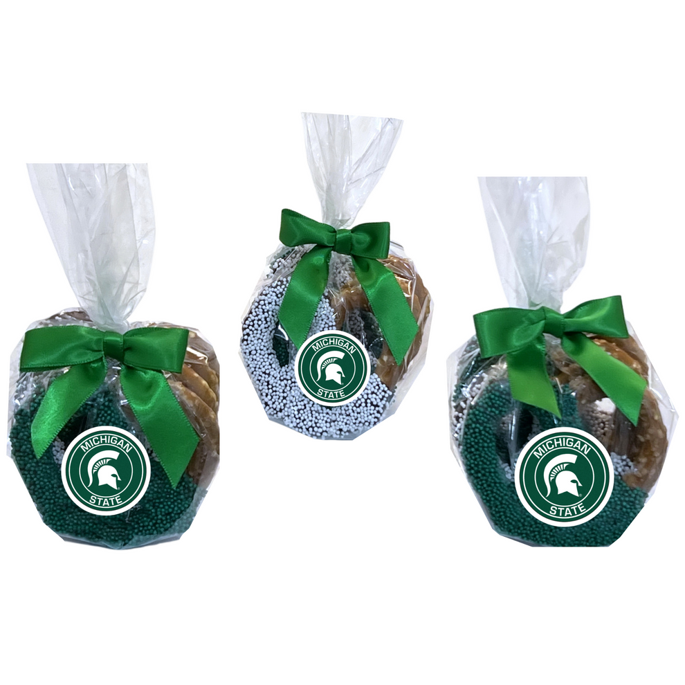 Michigan State Chocolate Covered Pretzels – Yummalicious Chocolates